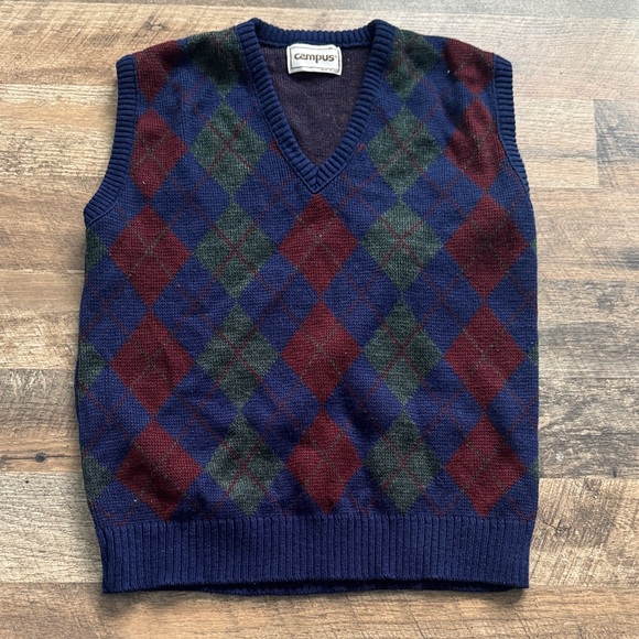Campus | Sweaters | Campus Mens Vneck Argyle Sweater Vest Red Green And ...